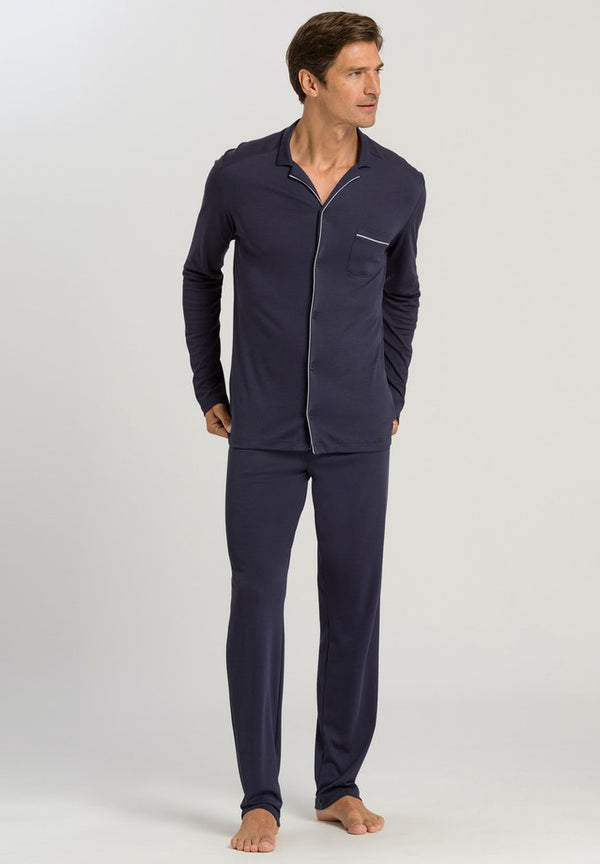 HANRO Mens Night & Day Pyjama in black iris – HANRO AUSTRALIA